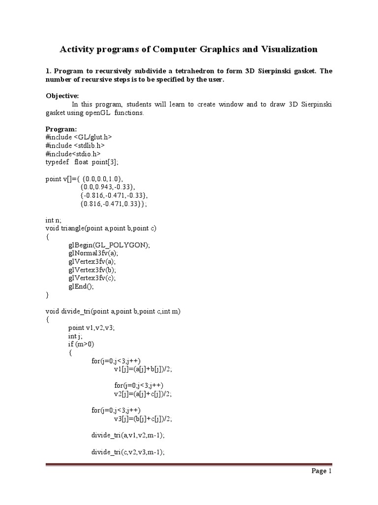 CGV Lab Manual | PDF | Computer Programming | Computing