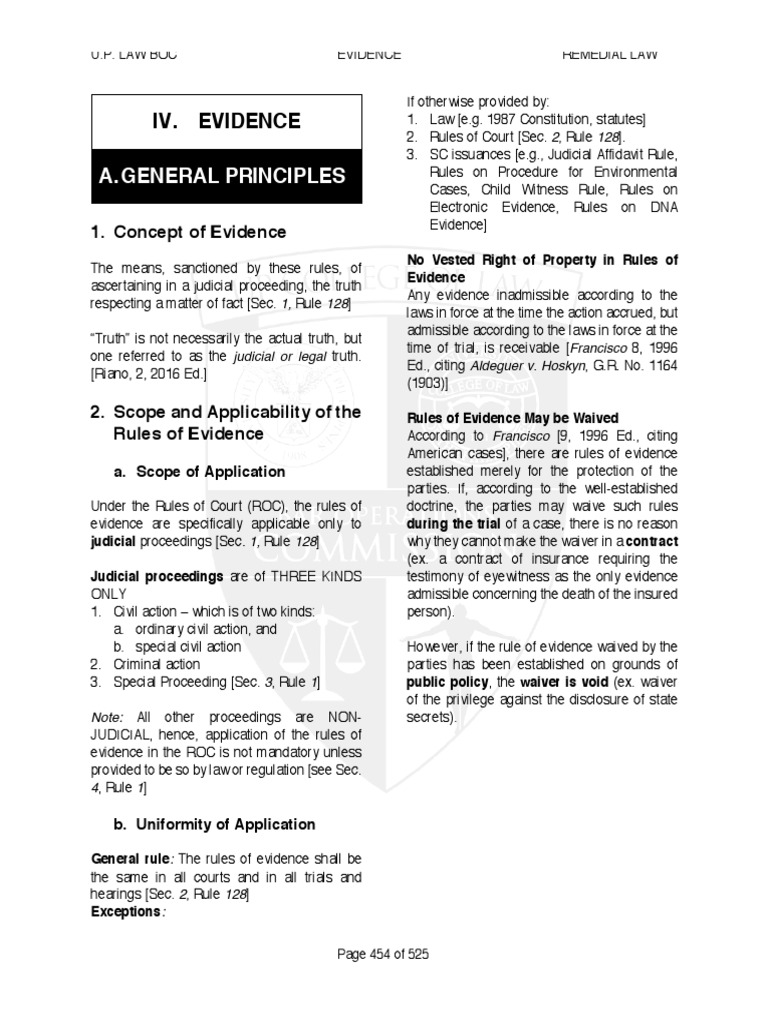 7 2020 UP BOC Remedial Law Reviewer Evid Only | PDF | Burden Of Proof ...