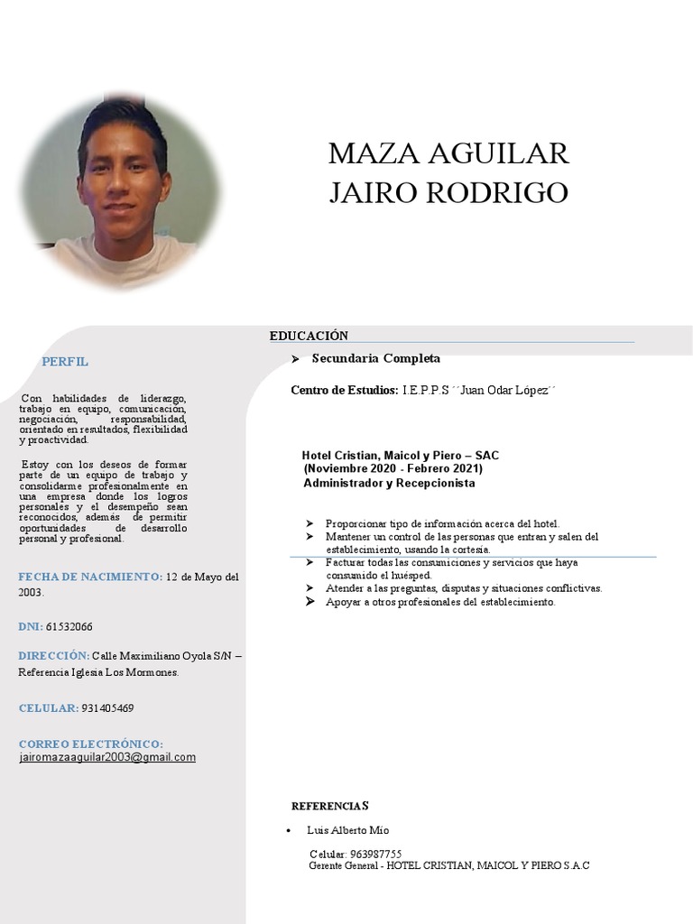 CV - Jairo Rodrigo Maza Aguilar | PDF