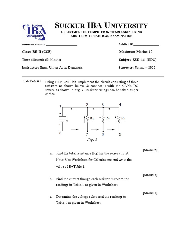 Assignment 1 Edc Theory | PDF | Voltage | Resistor
