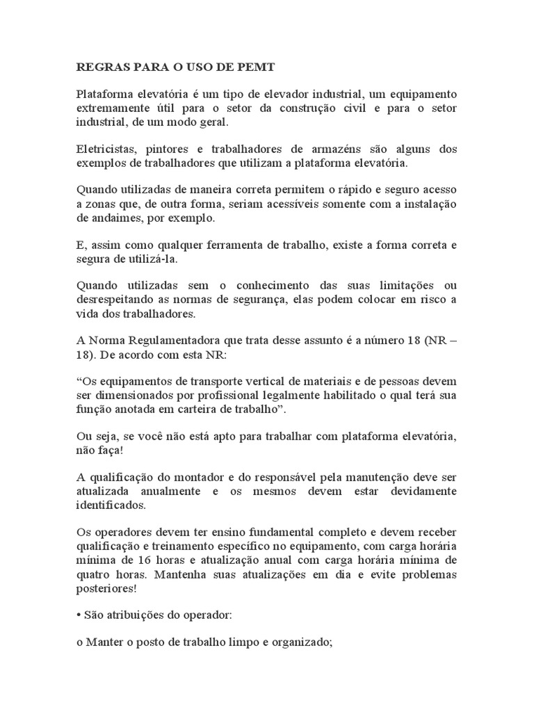 Regras para o Uso de Pemt | PDF | Armazém