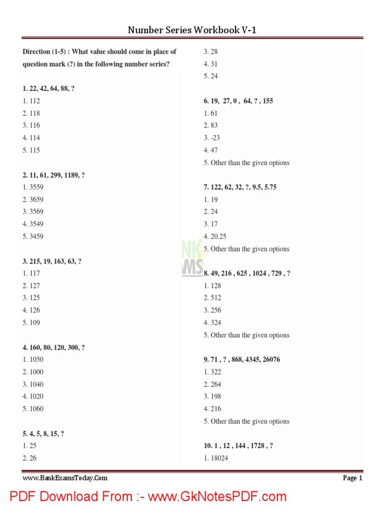 Number Series Solved Part 1 Pdf Algorithms Applied Mathematics 0828