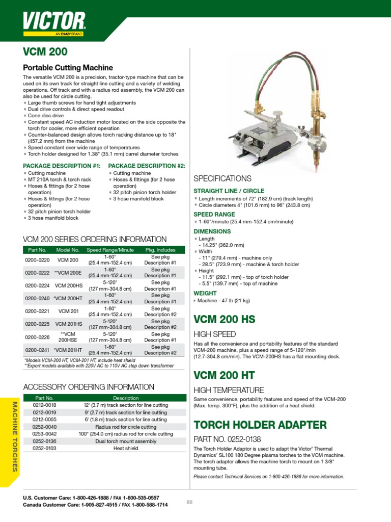65-1501 Victor Maquinas VCM200 & Accesorios Corte | PDF | Equipment ...