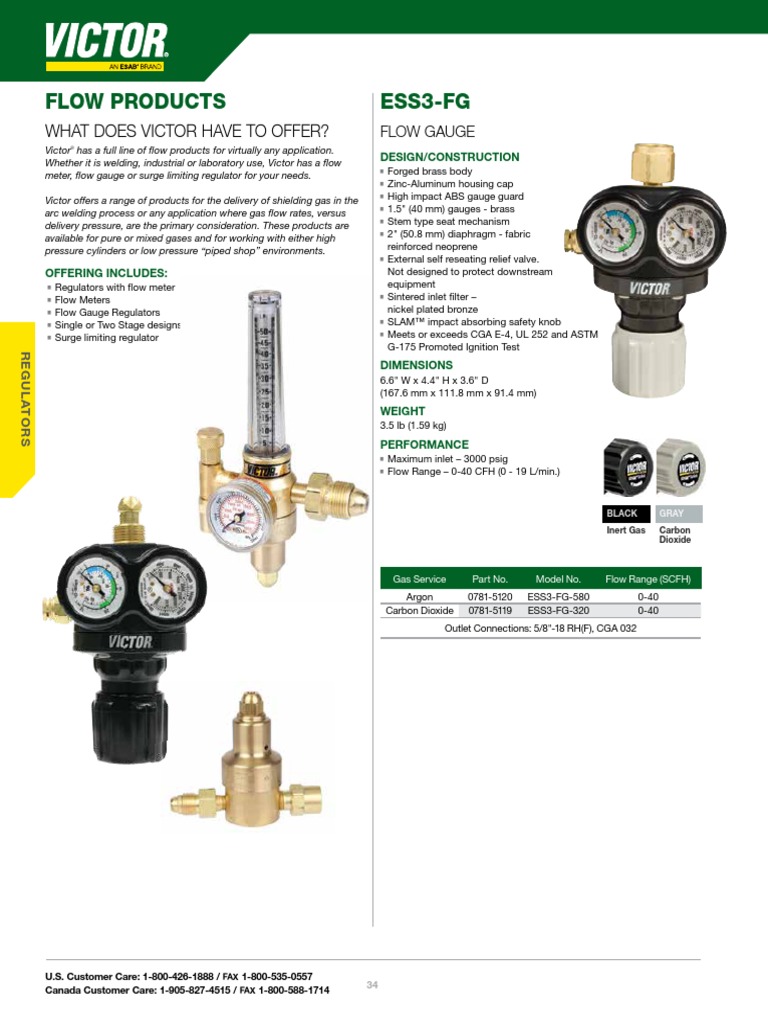 65-1501 Victor Reguladores Flujometros | PDF | Valve | Flow Measurement