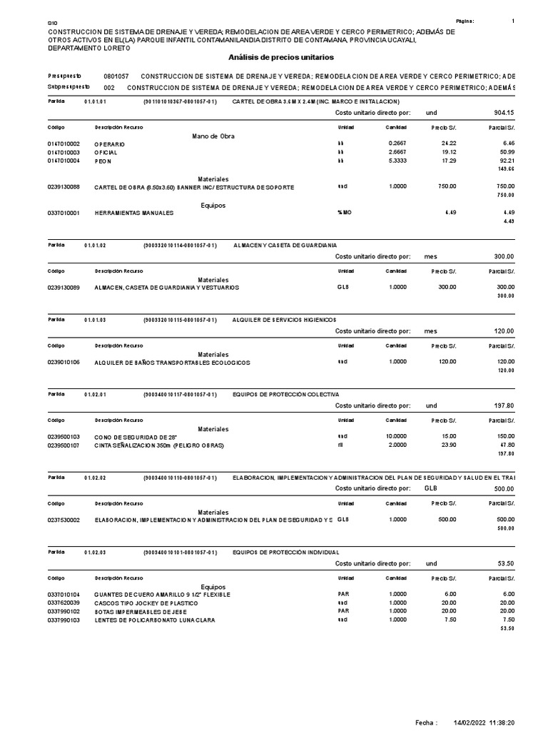 Analisis de Precios Unitarios | PDF | Economias