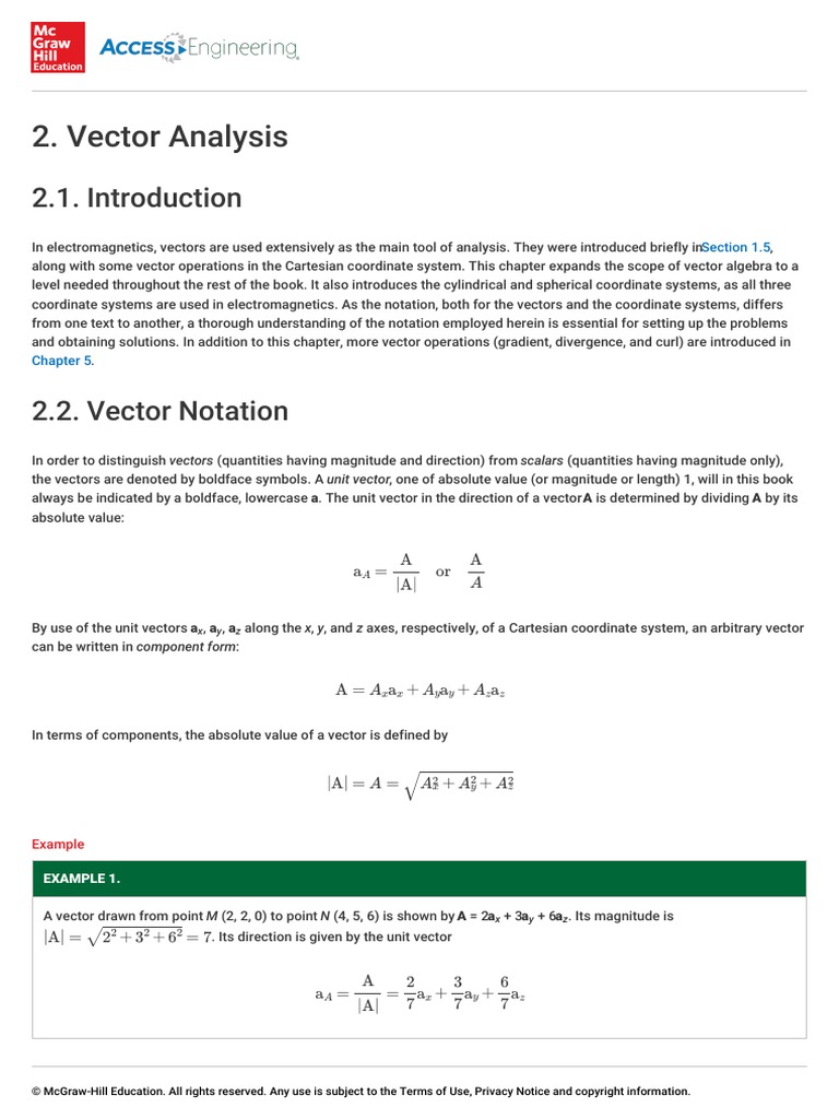 Vector-Analysis | PDF | Euclidean Vector | Coordinate System
