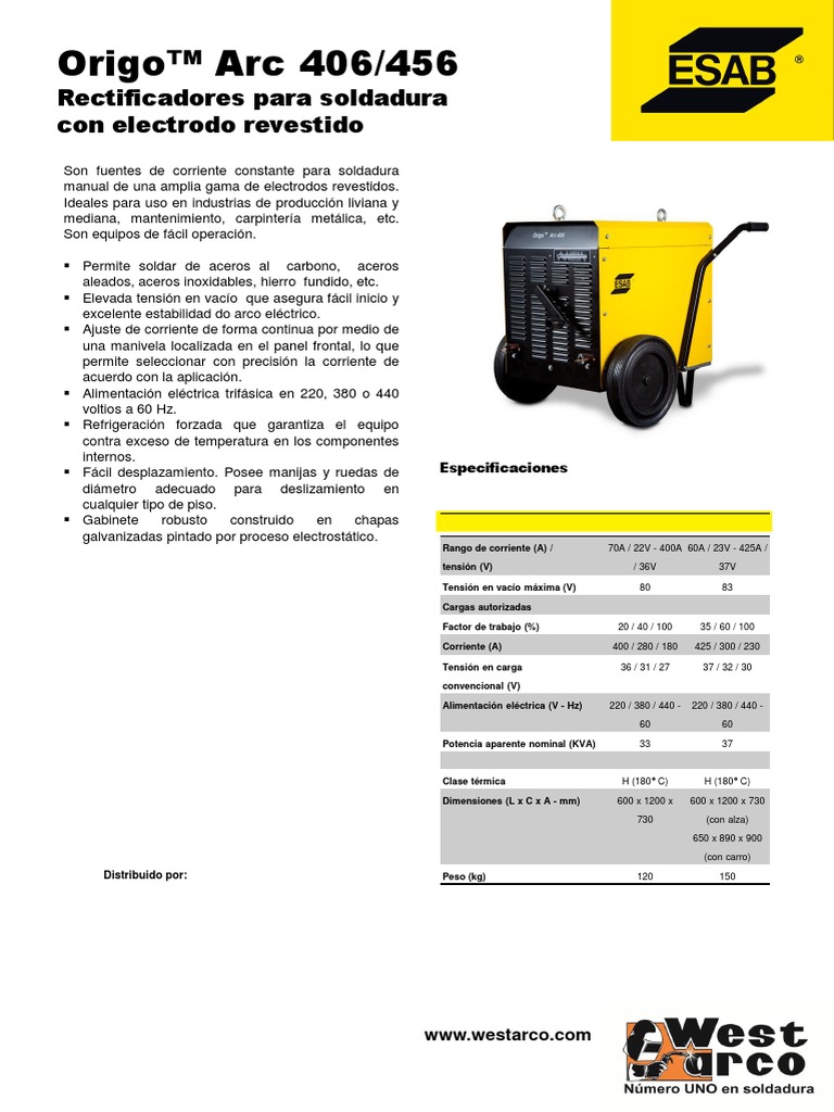 Origo Arc 406 456 V1 | PDF | Soldadura | Construcción