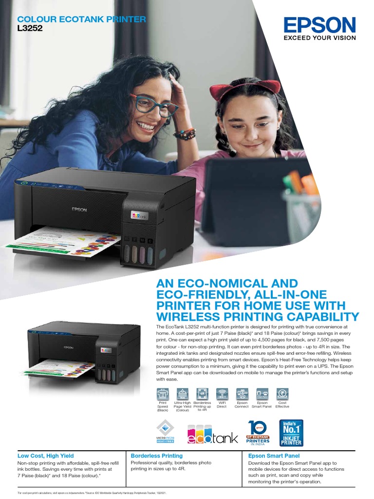 Epson L3252 Brochure PDF | PDF | Printer (Computing) | Image Scanner