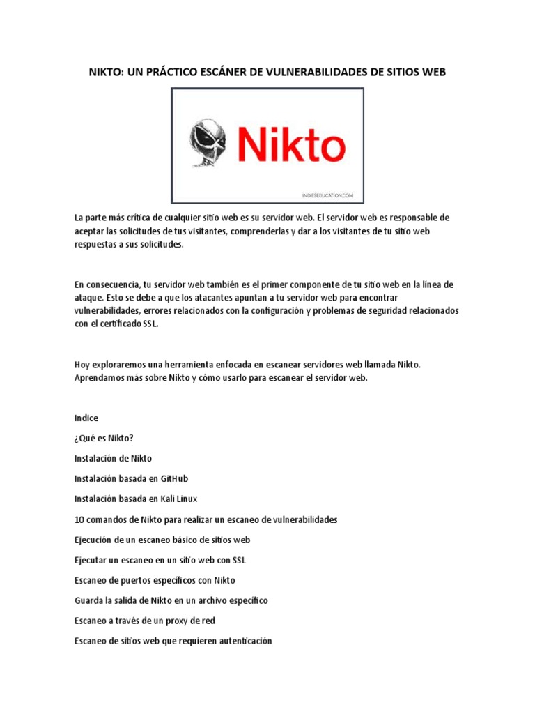 Nikto | PDF | Transport Layer Security | Distribución de Linux
