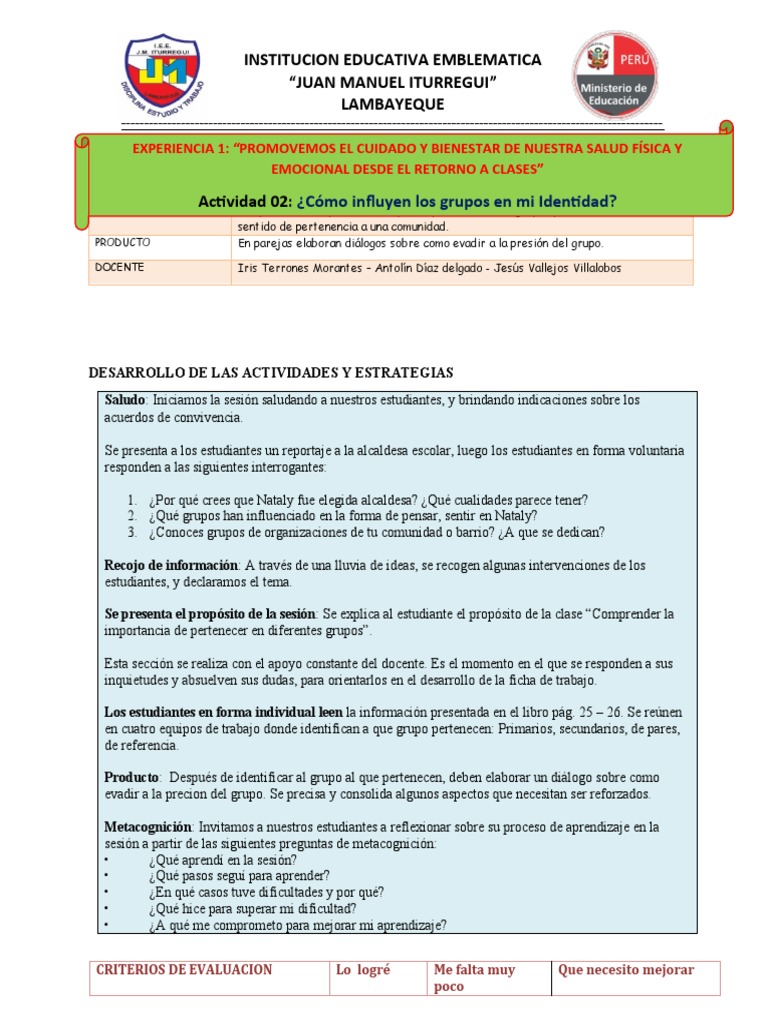 Actividad 02 - DPCC (2022) | PDF | Evaluación | Aprendizaje