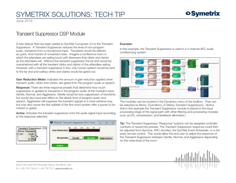 Symetrix Solutions: Tech Tip: Transient Suppressor DSP Module | PDF ...