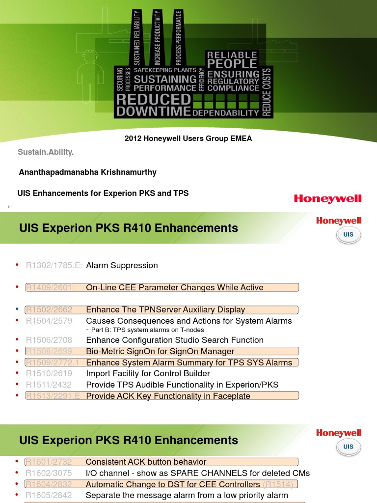 UIS Enhancements For Experion PKS and TPS - Honeywell Process (PDFDrive ... UIS Enhancements For Experion PKS and TPS - Honeywell Process (PDFDrive ...