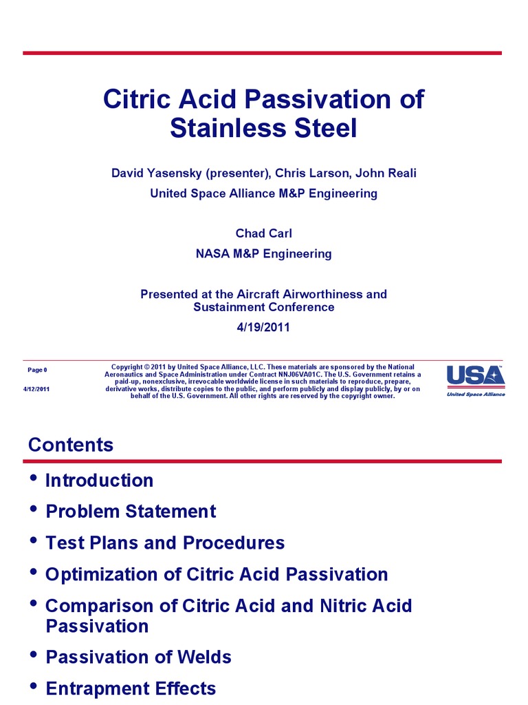 Nasa Passivation Test | PDF | Derivative Work | Corrosion