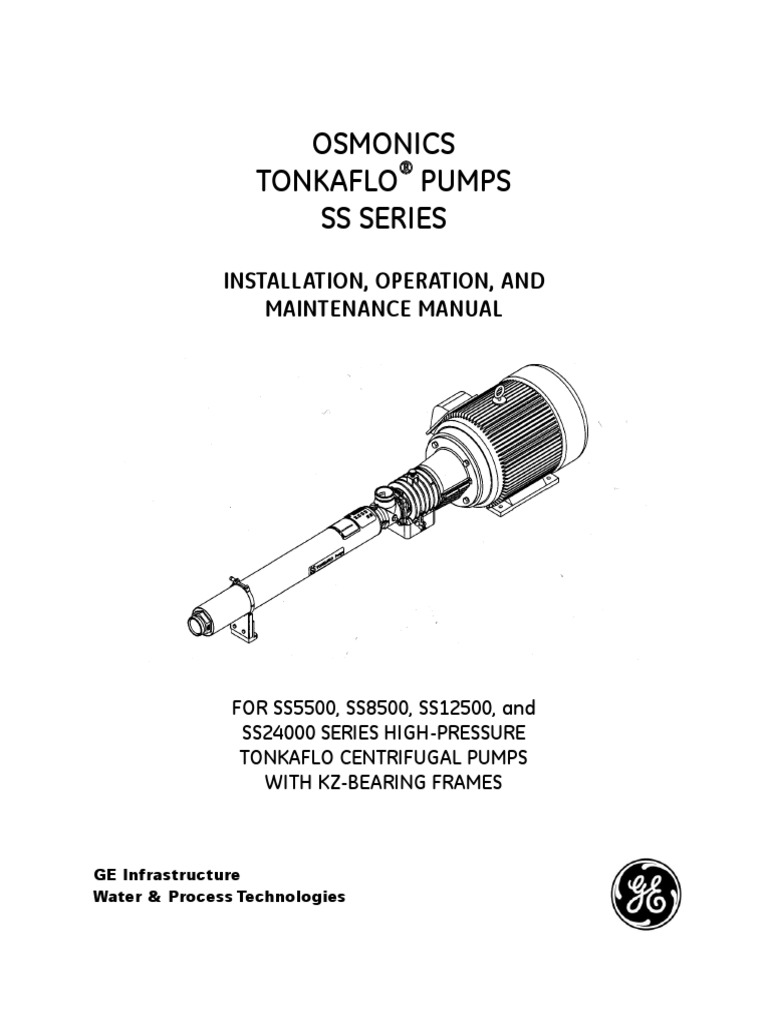 Osmonics Tonkaflo Pumps Ss Series: Installation, Operation, and ...