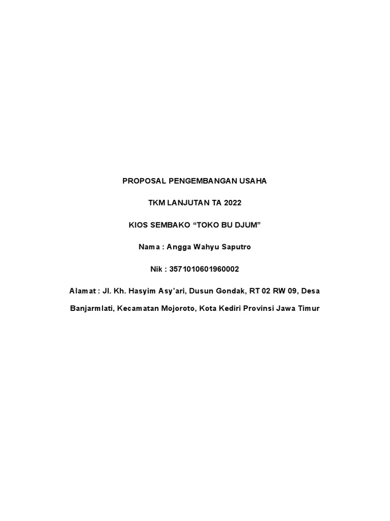 Proposal Pengembangan Usaha | PDF