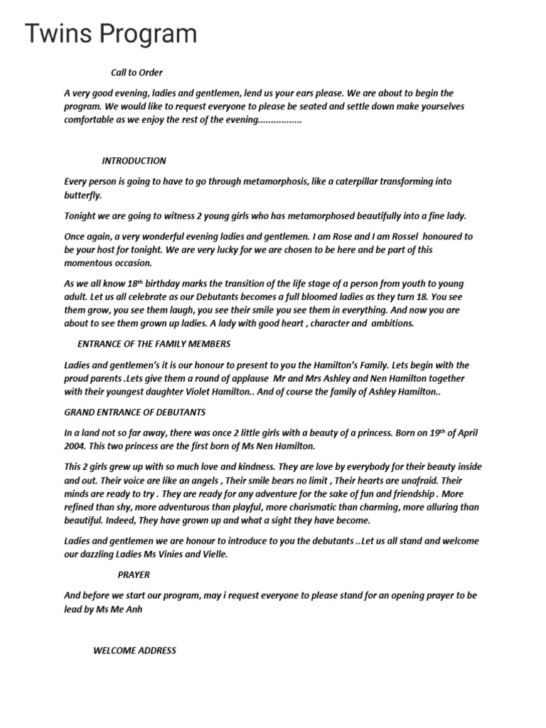 18 Birthday Program | PDF