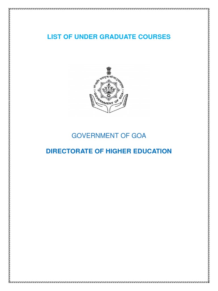 List Of Under Graduate Courses Directorate Of Higher Education Pdf