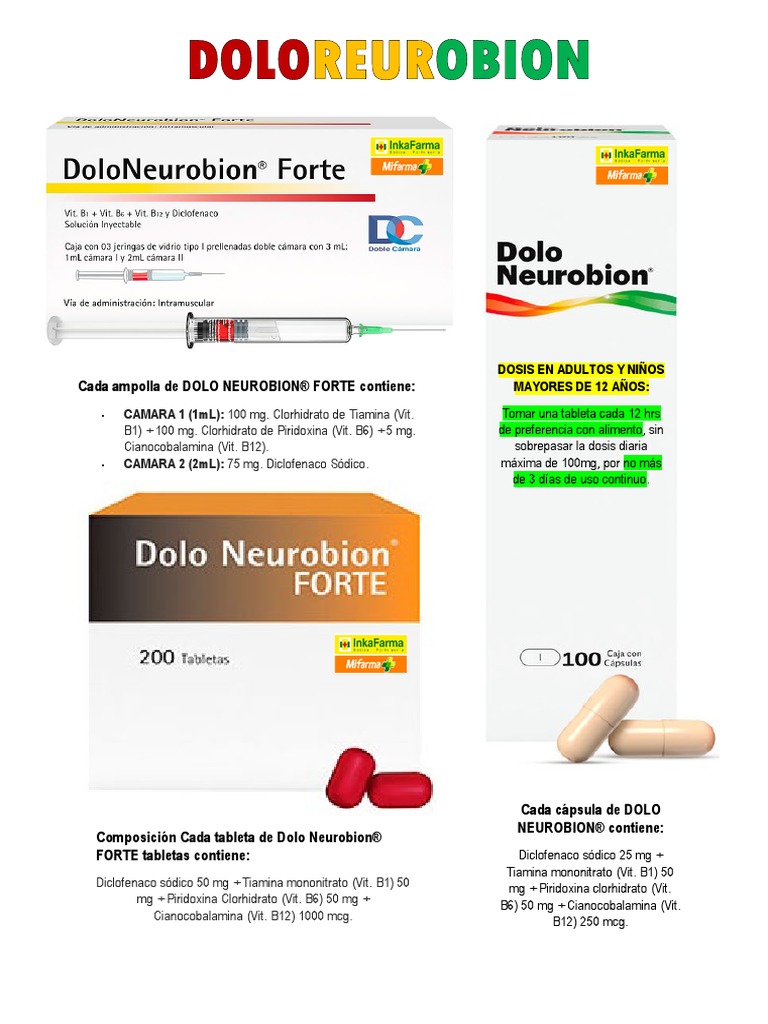 Doloneurobion Neurobion Dexaneurobion Aneurin | PDF | Vitamina B12 ...
