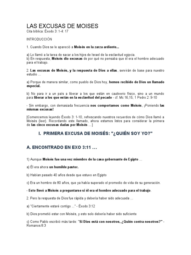 Las Excusas de Moisés y Su Llamado | PDF | Moisés | Jesús