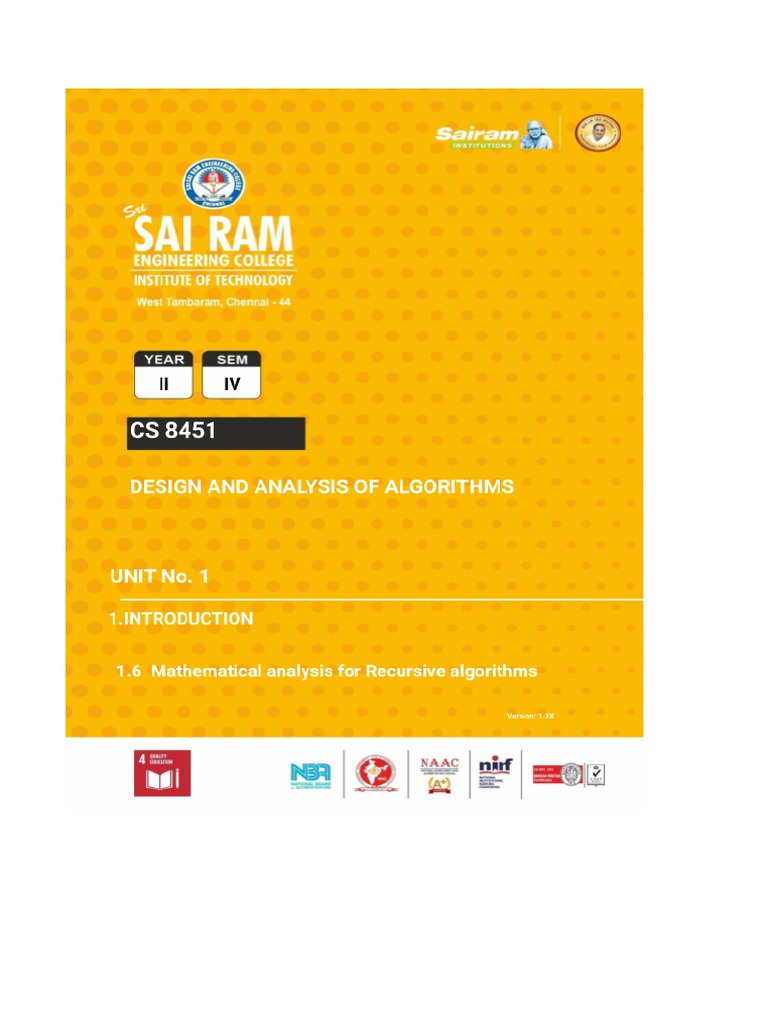 16 Mathematical Analysis For Recursive Algorithms Pdf Recurrence Relation Mathematics