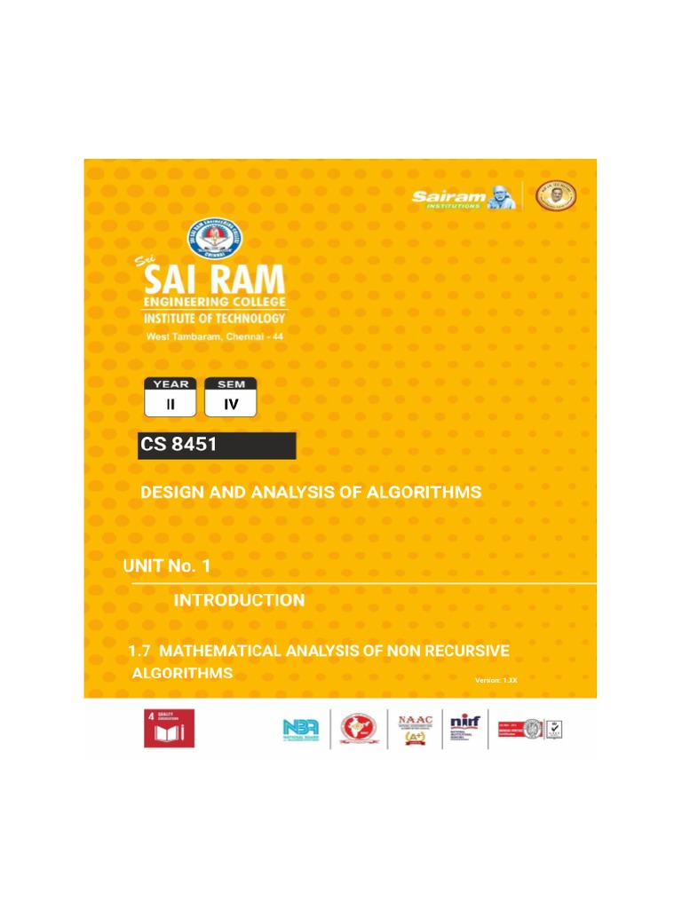1.7 Mathematical Analysis of Non Recursive Algorithm | PDF | Matrix (Mathematics) | Multiplication