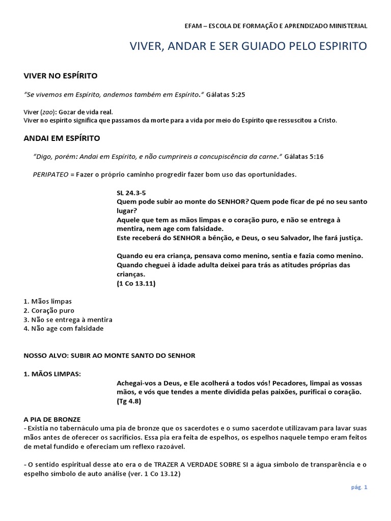 Viver, Andar e Ser Guiado Pelo Espirito | PDF | Amor | Espírito Santo (religião)