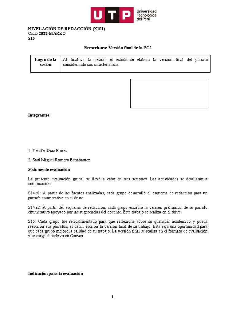 S15 - Reescritura. Versión Final de La PC1 (Formato UTP) GRUPO1 | PDF | Residuos | Minería