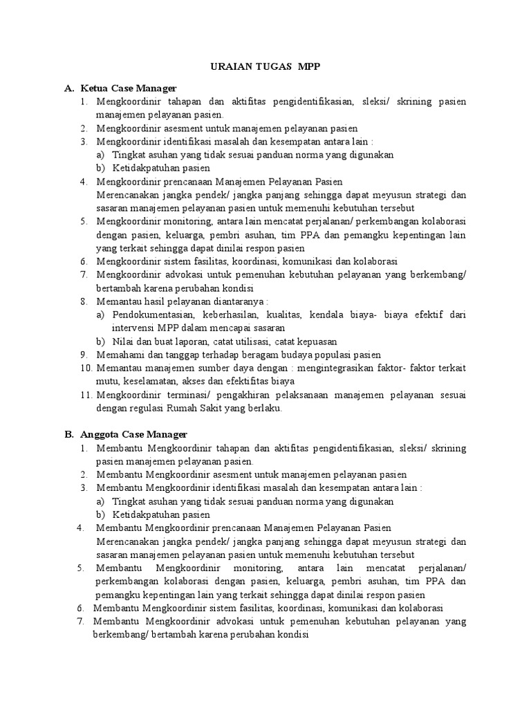 Uraian Tugas MPP | PDF