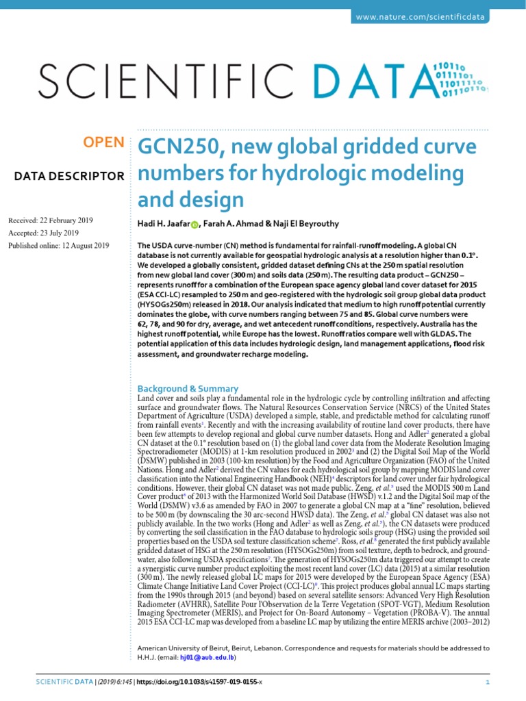 GCN250, New Global Gridded Curve Numbers For Hydrologic Modeling and ...