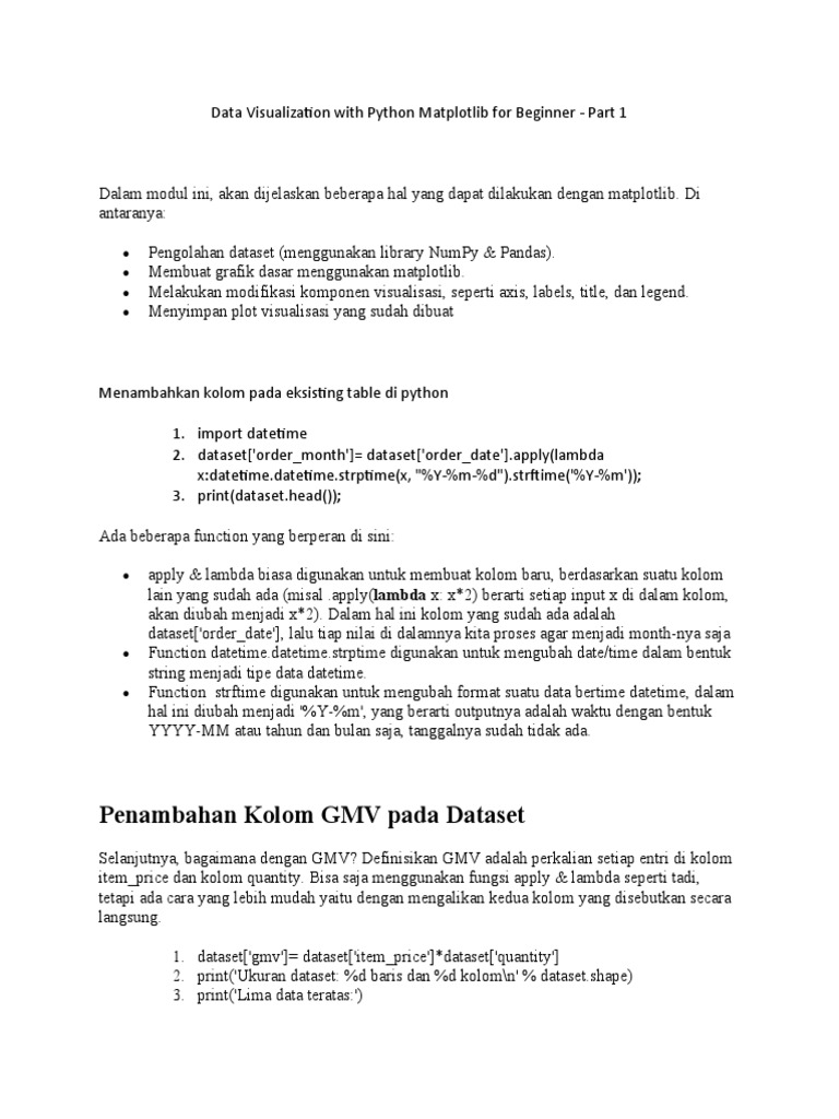 Data Visualization With Python Matplotlib For Beginner | PDF | Metode & Bahan Ajar | Komputer