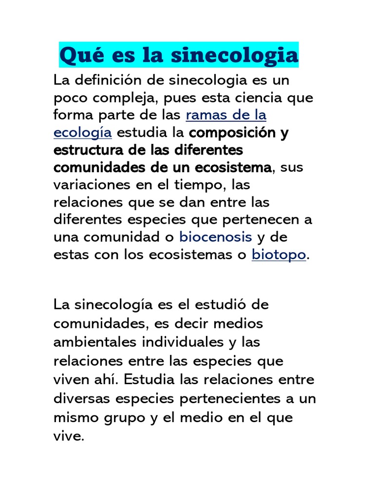 sinecología | PDF | Ecosistema | Especies