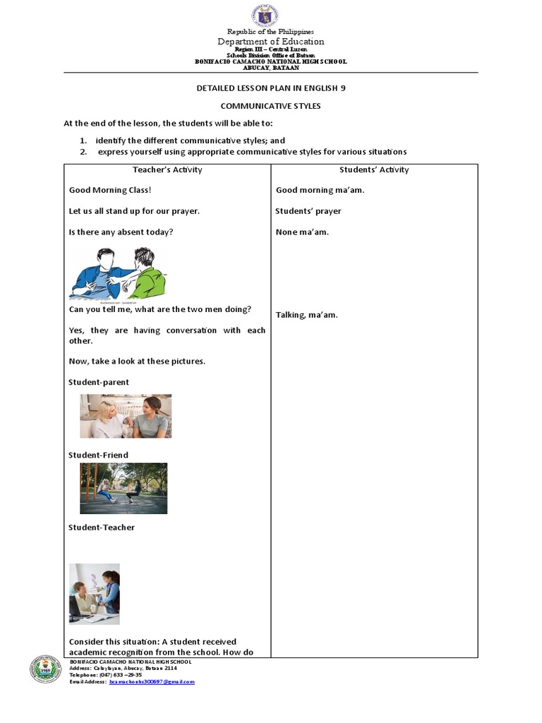 Detailed Lesson Plan in English 9 | PDF | Conversation | Lesson Plan