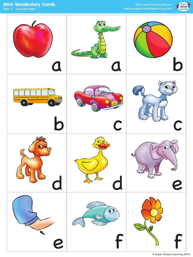 Lowercase Mini Vocabulary Cards | PDF