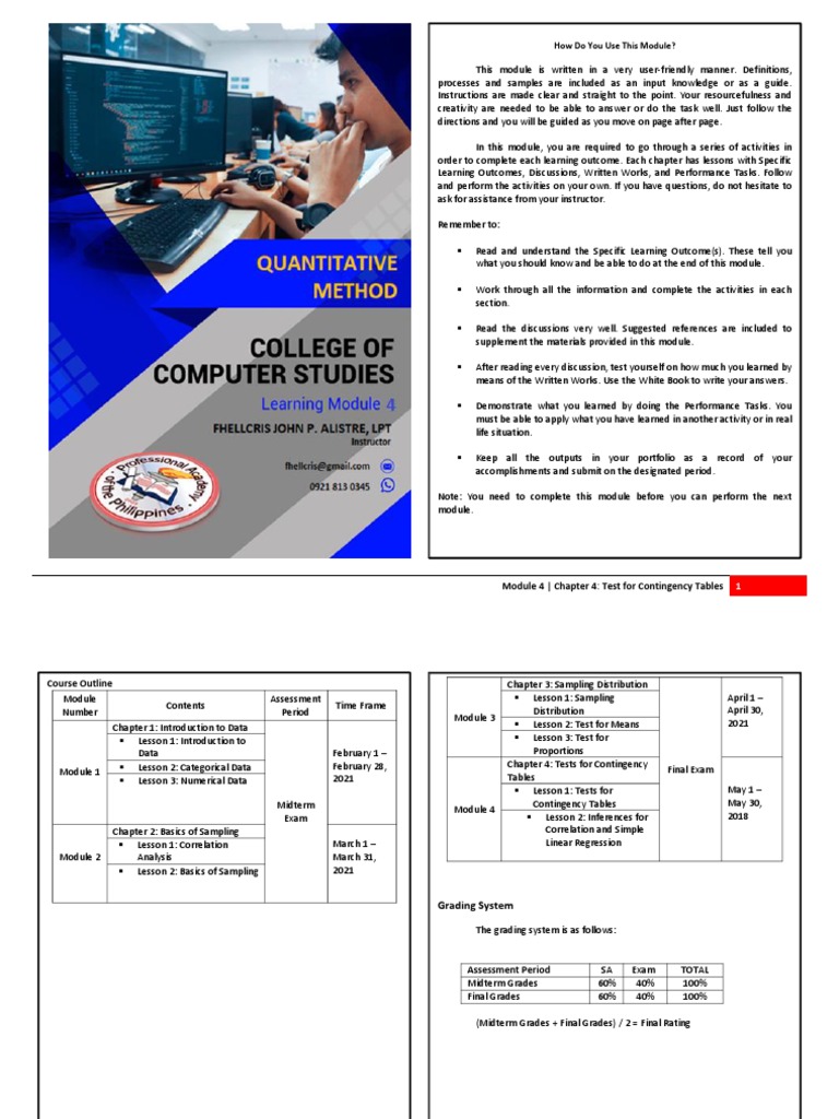 Quantitative Methods BSIT M4C4 Edited Printing | PDF | Errors And ...