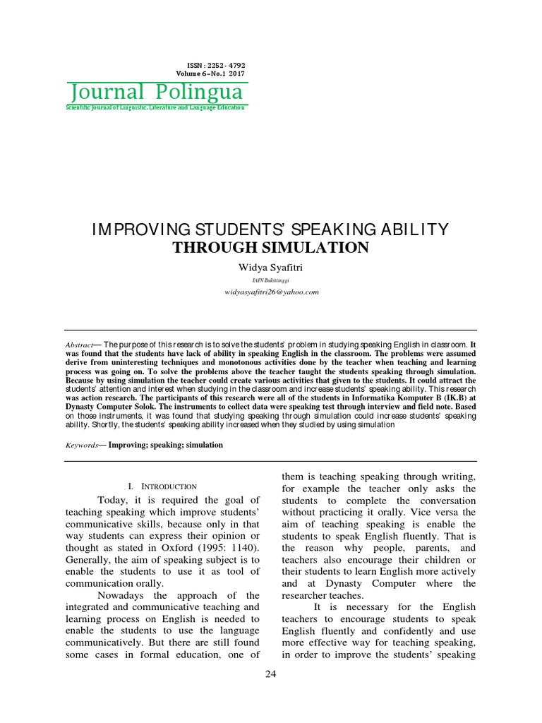 Improving Students Speaking Ability Through Simul | PDF | Simulation | Teachers
