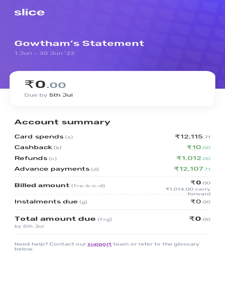 Slice Account Statement - Jun '22 | PDF | Payments | Credit