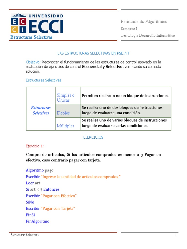 Estructuras de Control PSeint | PDF | Algoritmos | Flujo de control