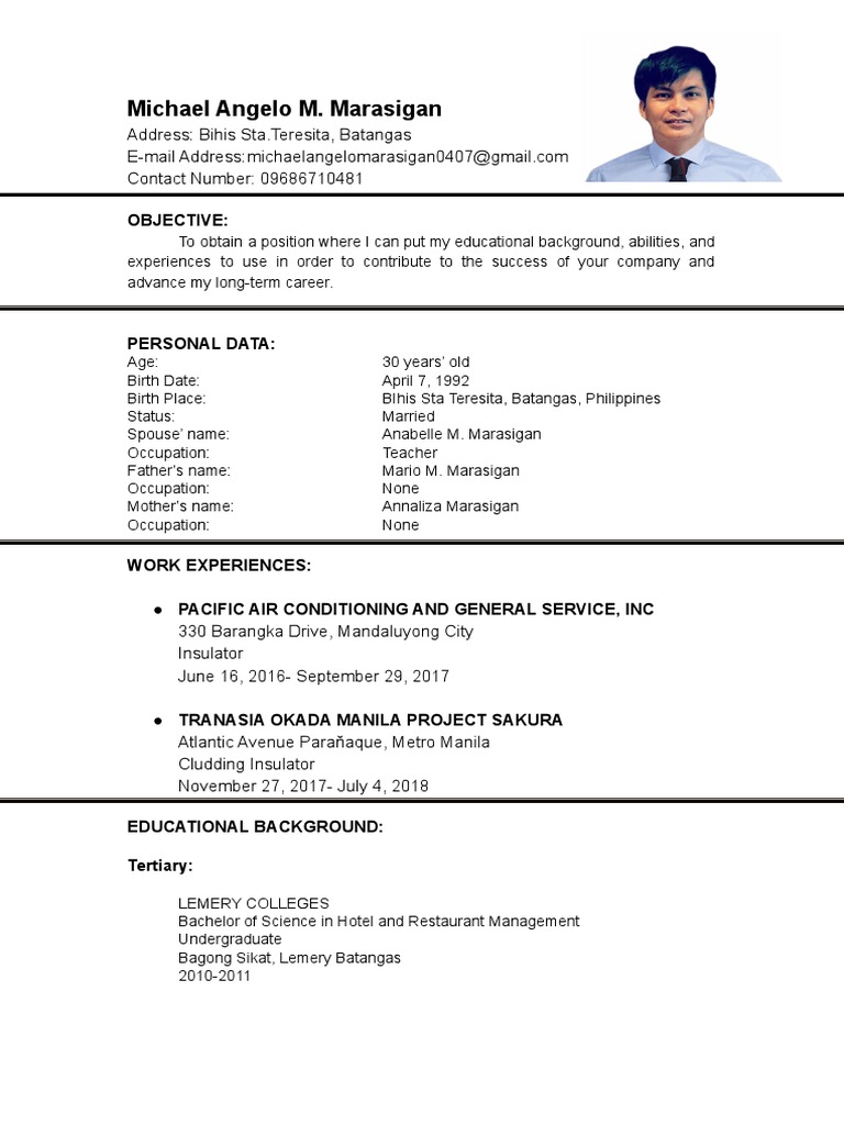 Michael Angelo M. Marasigan Resume | PDF