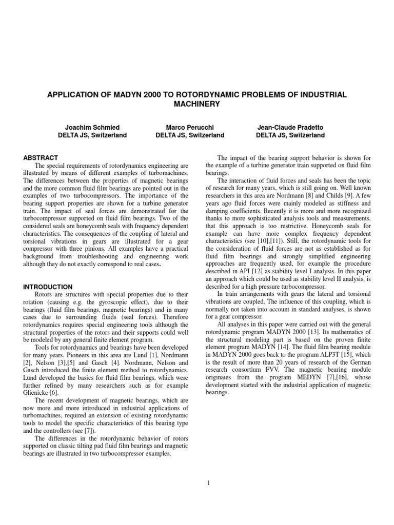 Paper Rotor Dynamics | PDF | Bearing (Mechanical) | Normal Mode