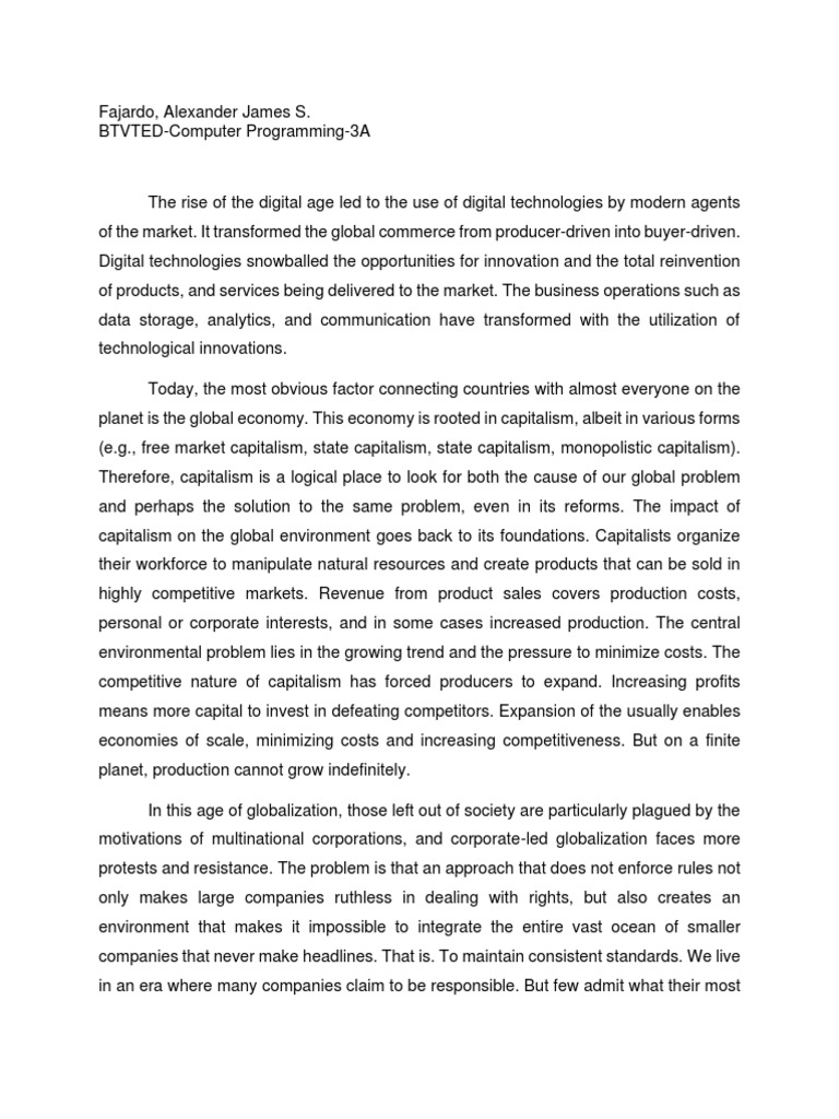 BTVTED-Computer Programming-3A | PDF | Capitalism | Market (Economics)