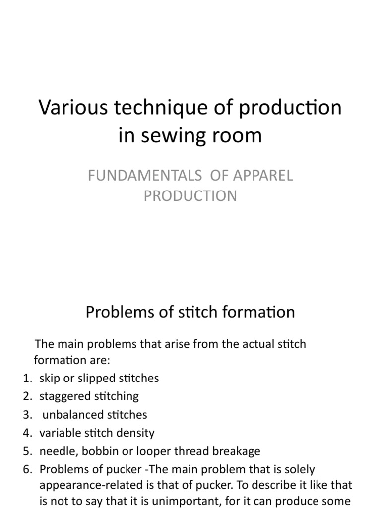 Techniques in Apparel Production | PDF | Sewing | Clothing