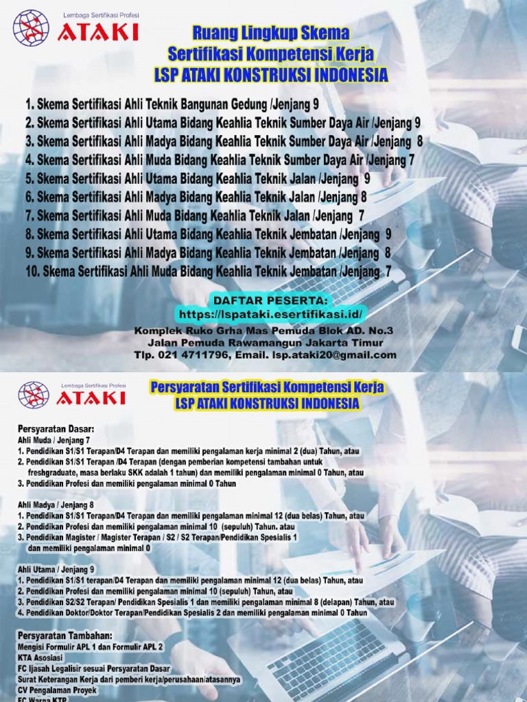 BROSUR PERSYARATAN PERMOHONAN SKK LSP ATAKI | PDF