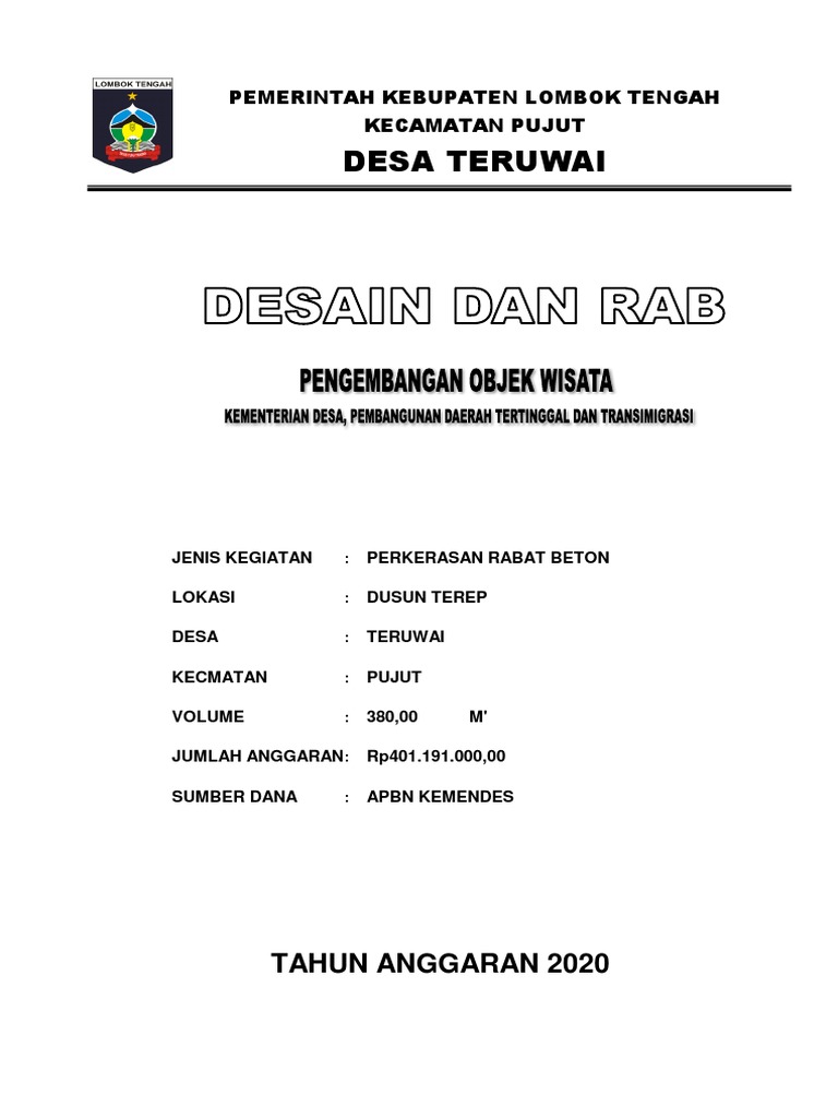 Rab - Rabat Beton Dusun Terep - Teruwai | PDF