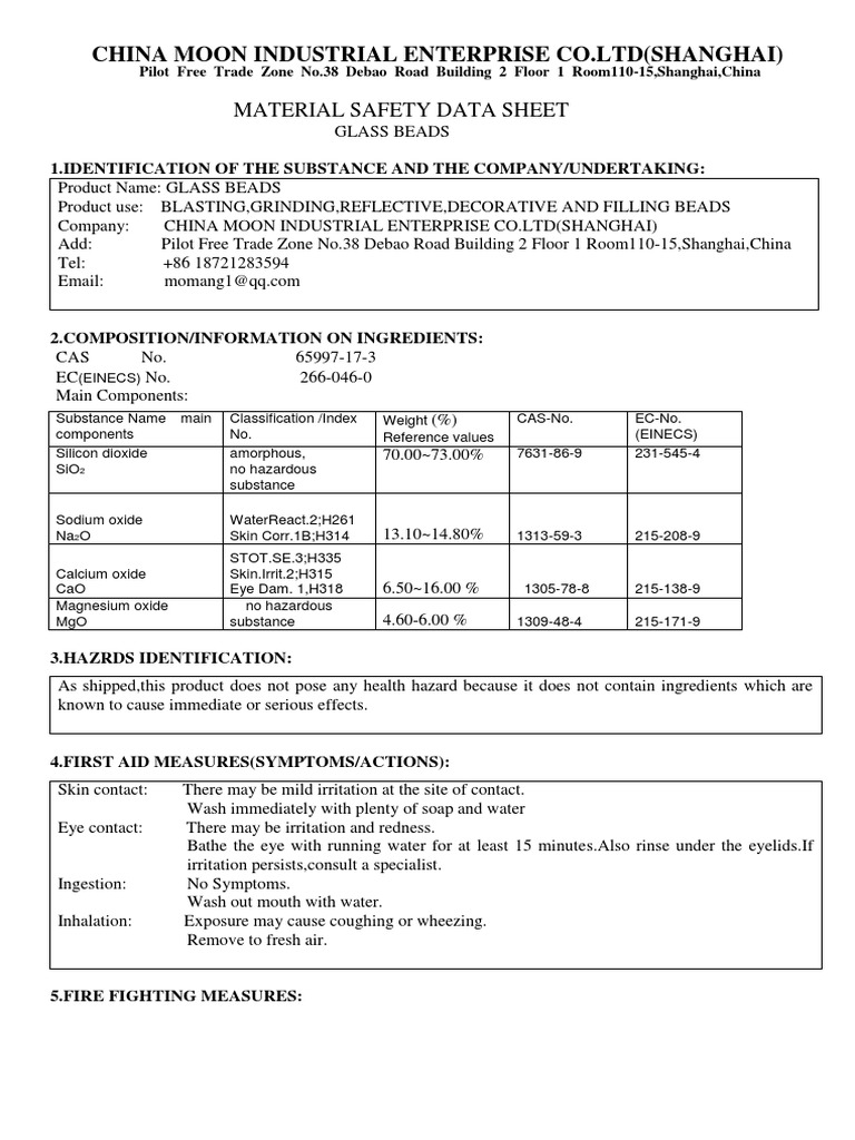 MSDS Bead Blast | PDF | Waste | Waste Management