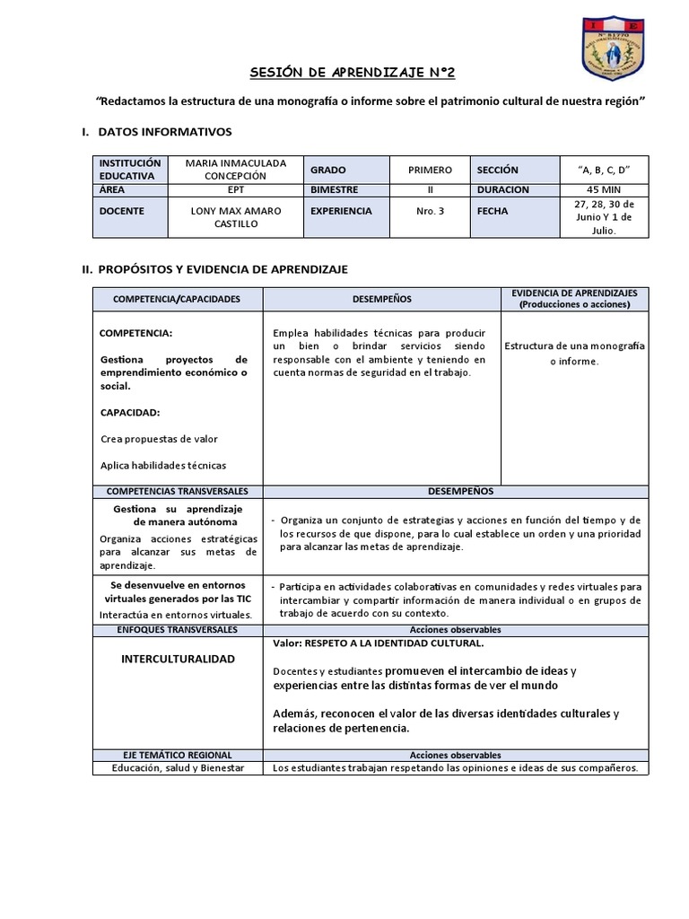 Sesion de Ept - Semana 2 | PDF | Aprendizaje | Maestros