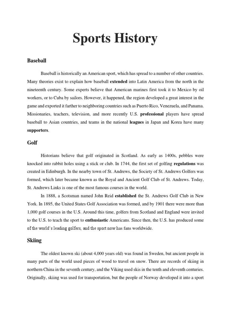 Sports History: Baseball | PDF | Swimming (Sport) | Association Football