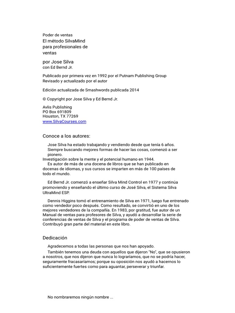 Jose Silva y Ed Bernd Jr. - El Metodo Silva para Profesionales de Las ...