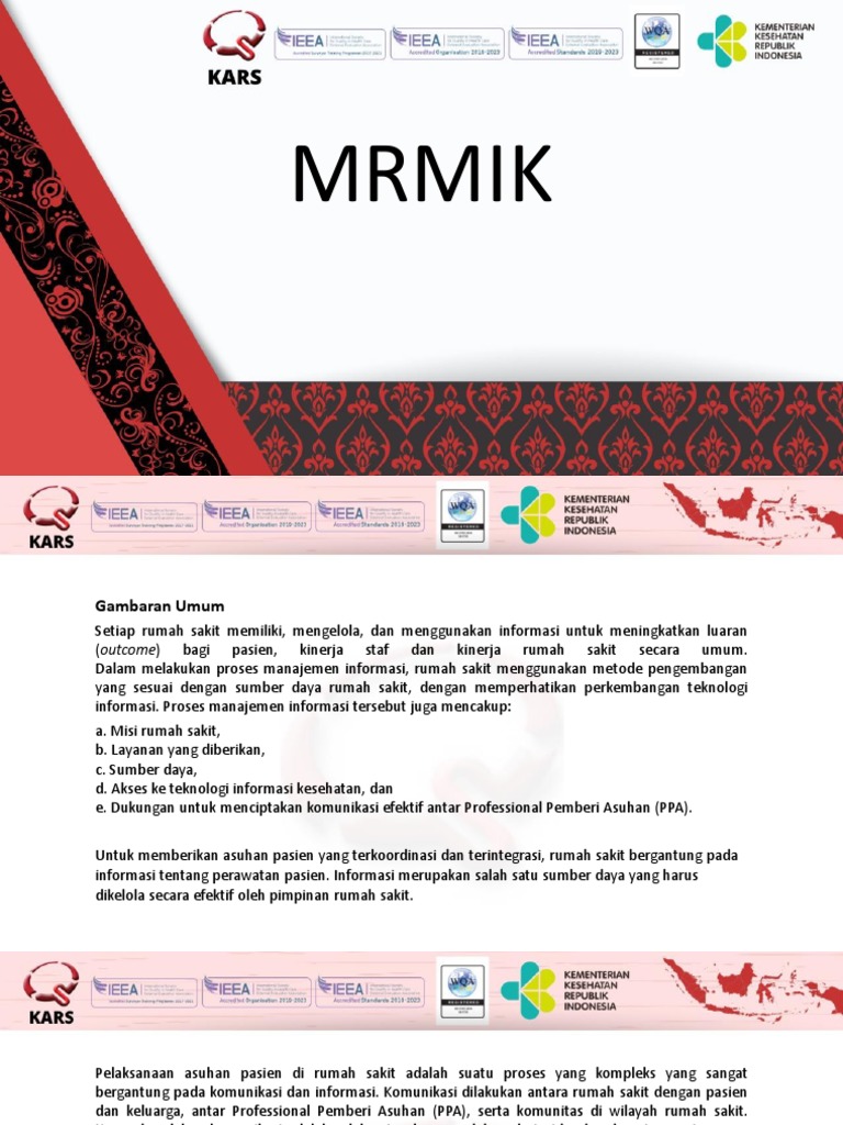 MRMIK Sesuai Standar Akreditasi RS Kementerian Kesehatan 2022 | PDF | Sains & Matematika