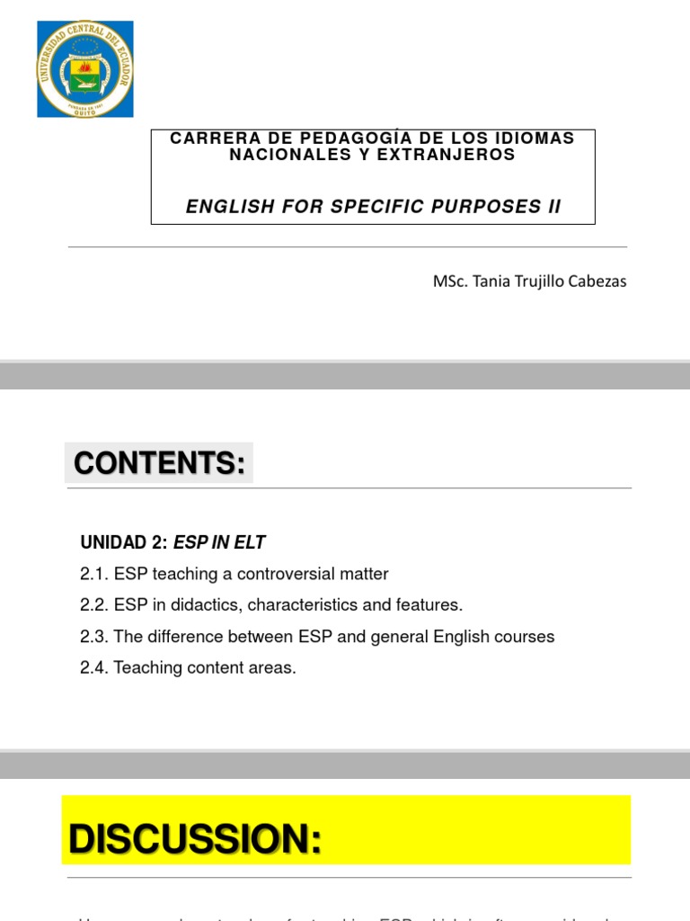 Unit 2 - Esp in Elt - Complete | PDF | English As A Second Or Foreign ...