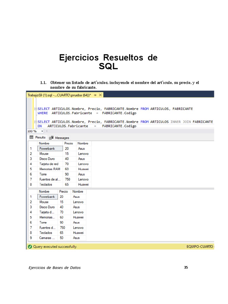 Ejer Cici Oss QL | PDF | SQL | Datos de computadora